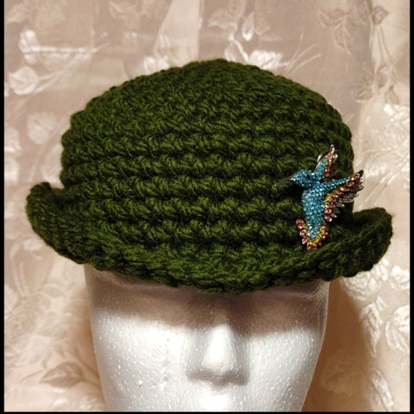 Hand Crafted | Accessories | Handmade Crochet Hummingbird Green Fedora ...